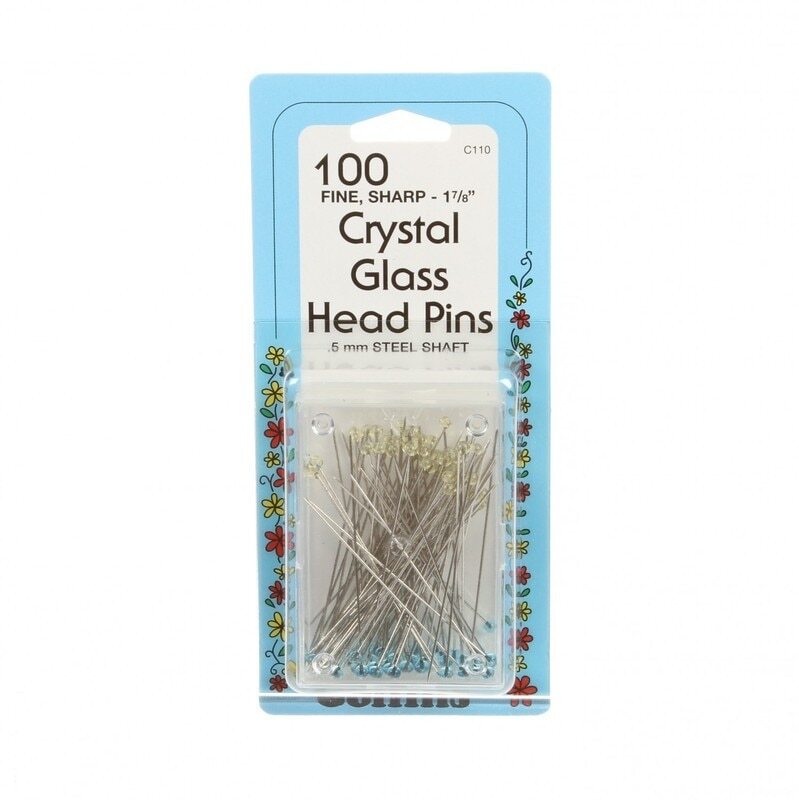 Crystal Glass Head Pins Size 30 1-7/8in 100ct