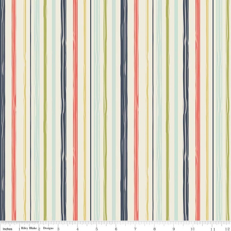 Woodland Spring Navy Stripes - Fabric by Design for Dani for Riley ...